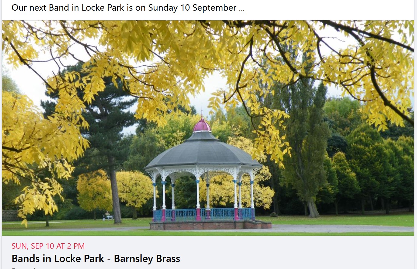 Bringing Bands back to Locke Park, Barnsley Brass on Sunday 10 ...